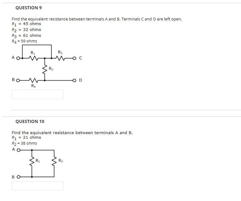 Solved QUESTION 9 Find the equivalent resistance between | Chegg.com