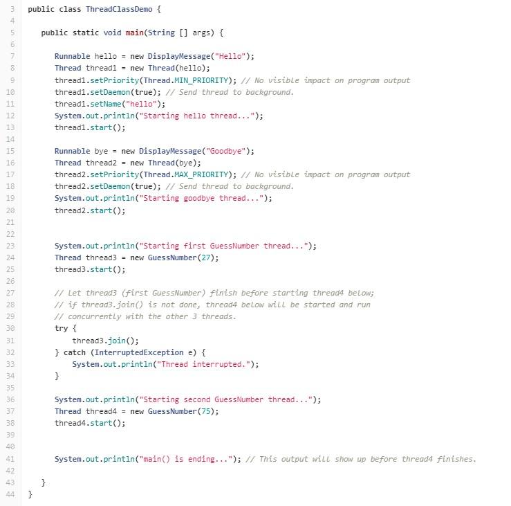 Solved Modify the Java Thread class | Chegg.com