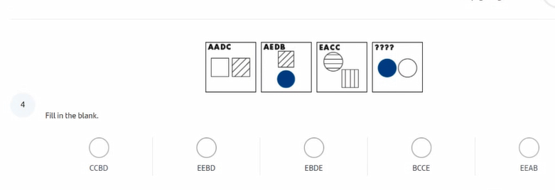 Solved 4 Fill in the blank. CCBD AADC EEBD AEDB EACC EBDE | Chegg.com