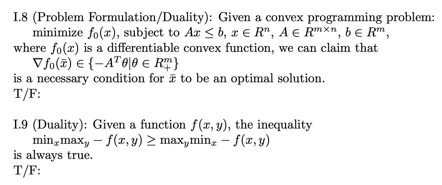 2 1.8 (Problem Formulation/Duality): Given a convex | Chegg.com
