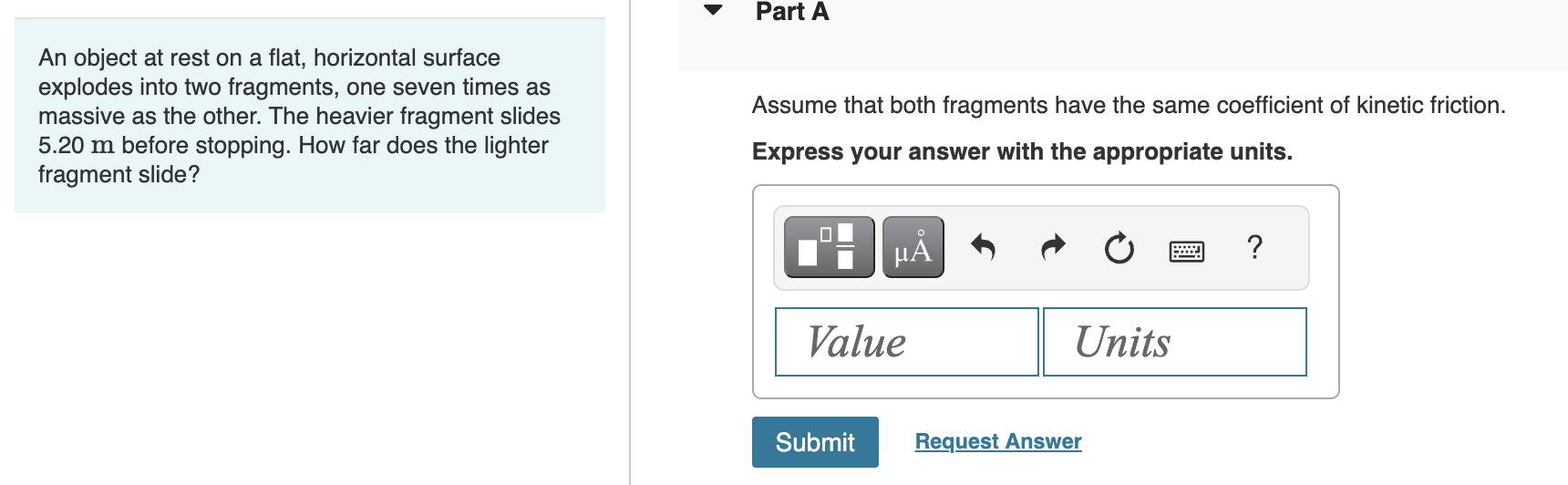 Solved Part AAn object at rest on a flat, horizontal | Chegg.com