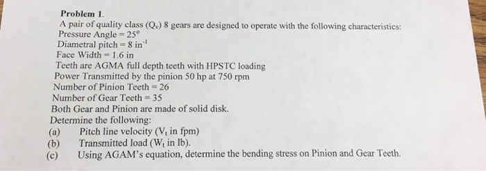 Solved A pair of quality class (Q_v) 8 gears are designed to | Chegg.com