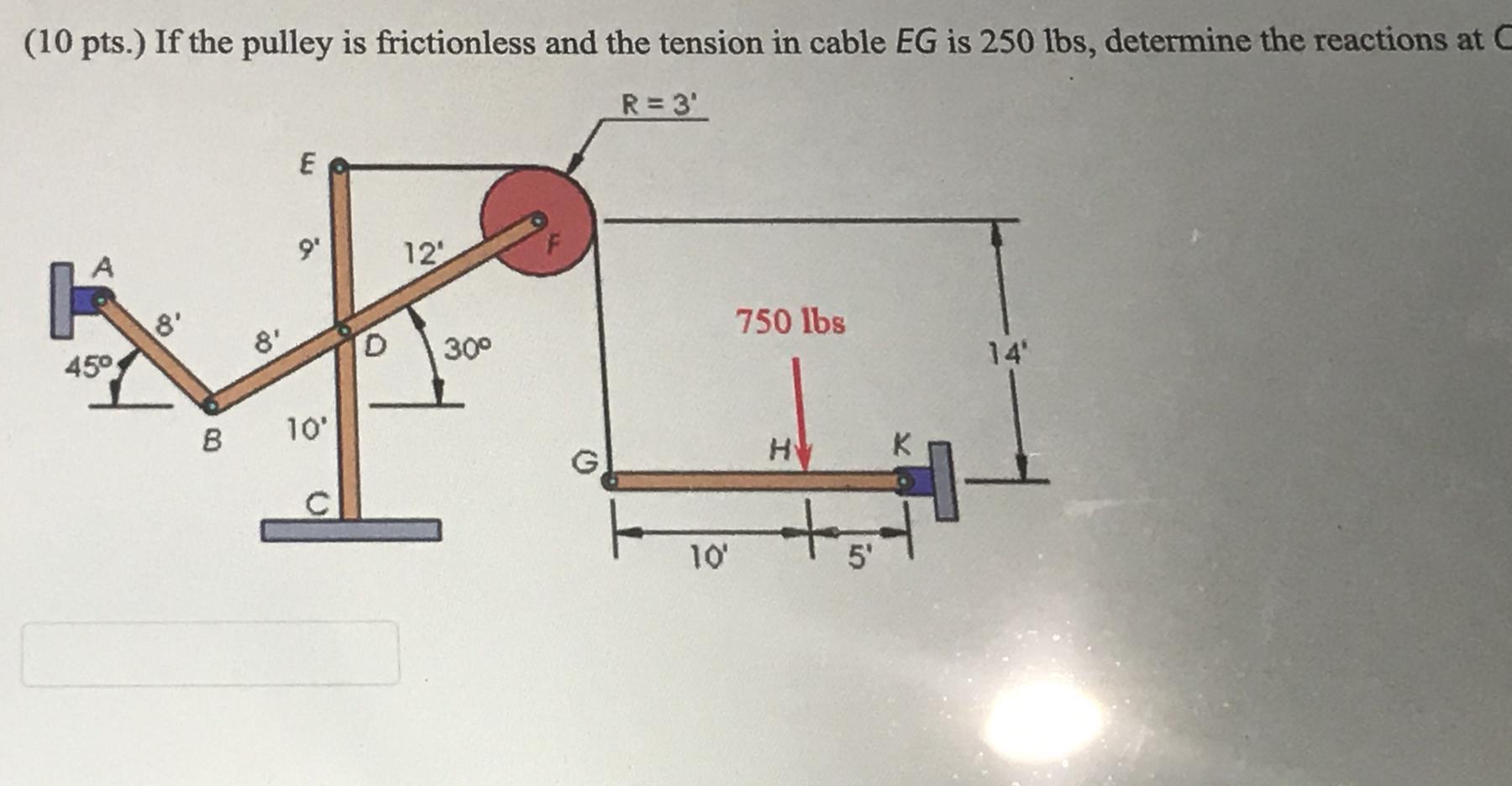 Solved (10 pts.) If the pulley is frictionless and the | Chegg.com