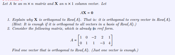 Solved Let A be an m×n matrix and X an n×1 column vector. | Chegg.com