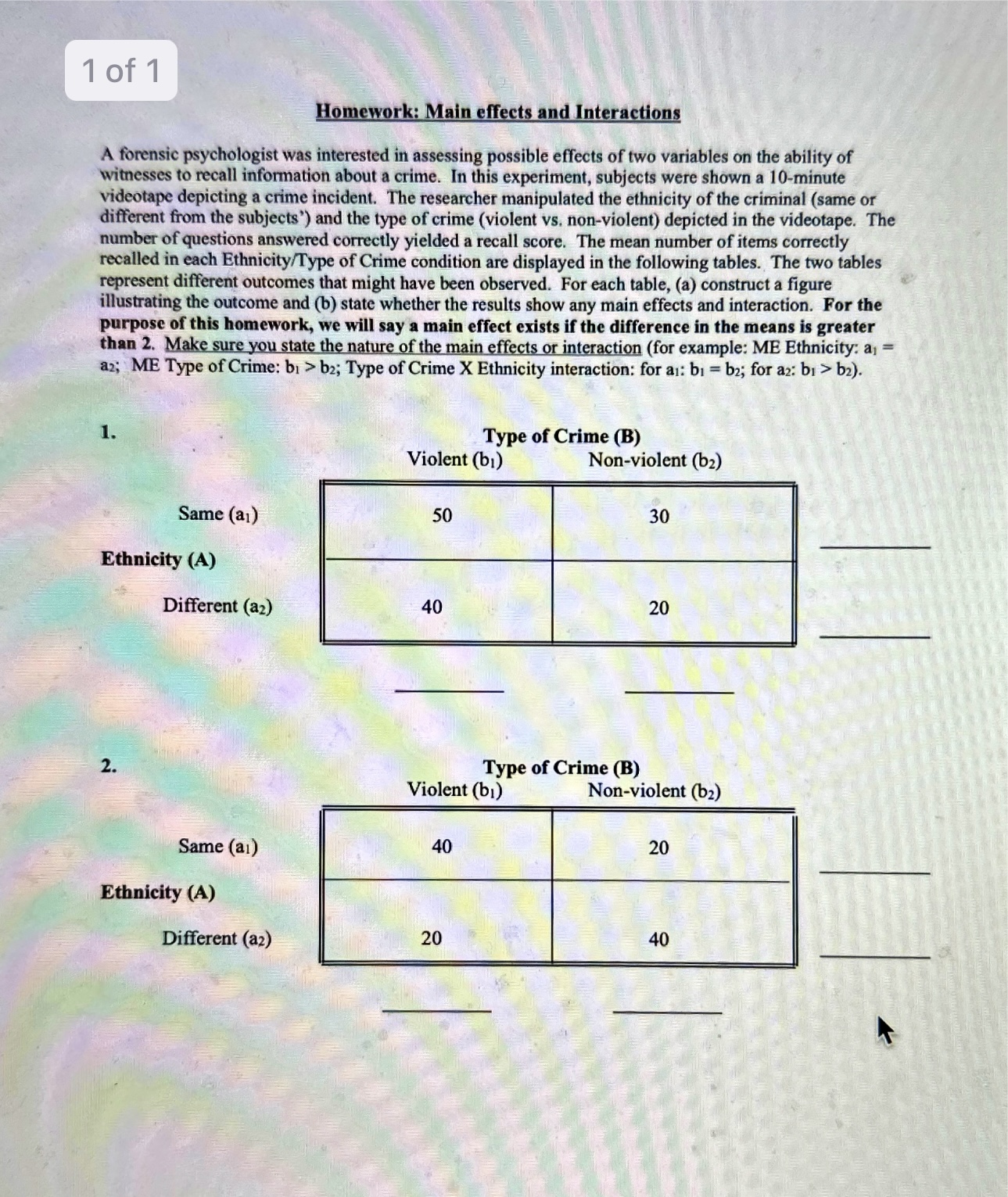 Solved A forensic psychologist was interested in assessing | Chegg.com