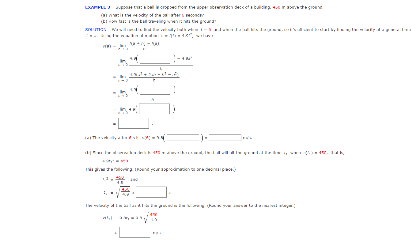 Solved EXAMPLE 3 Suppose that a ball is dropped from the | Chegg.com