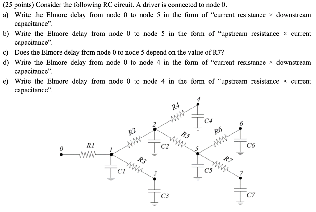 Solved (25 points) Consider the following RC circuit. A | Chegg.com