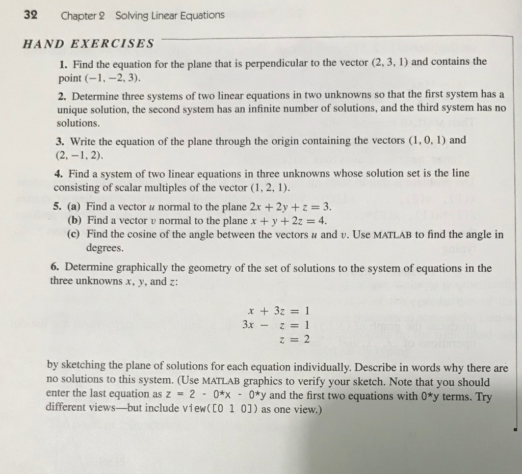 Solved 32 Chapter 2 Solving Linear Equations HAND EXERCISES | Chegg.com