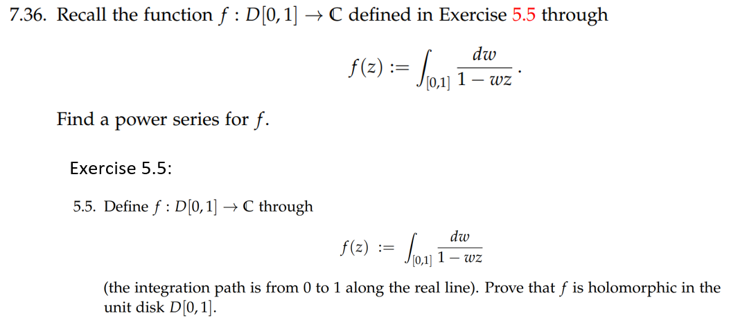 Solved .36. Recall the function f:D[0,1]→C defined in | Chegg.com