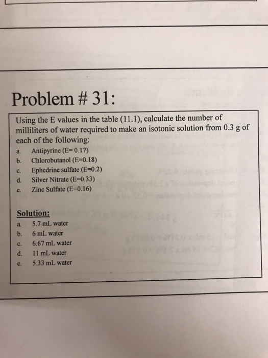 Solved Problem # 3 1 : Using the E values in the table | Chegg.com