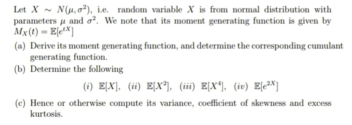 Solved Let X∼N(μ,σ2), i.e. random variable X is from normal | Chegg.com