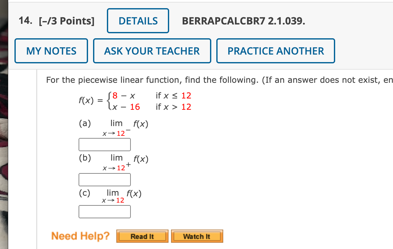 Solved 14. [-73 Points] DETAILS BERRAPCALCBR7 2.1.039. MY | Chegg.com