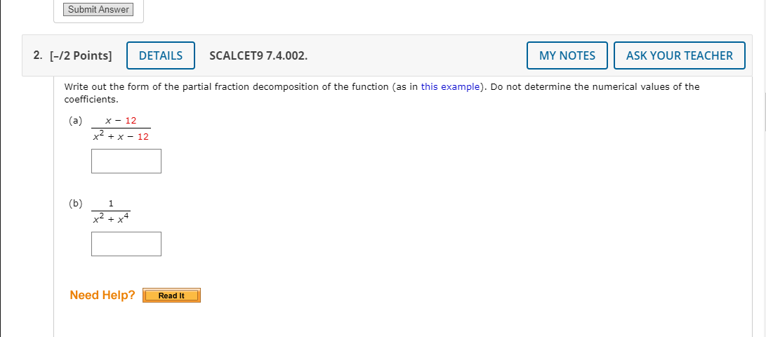 Solved Submit Answer 2. [-/2 points) DETAILS SCALCET9 | Chegg.com Solved Submit Answer 2. [-/2 points) DETAILS SCALCET9 | Chegg.com