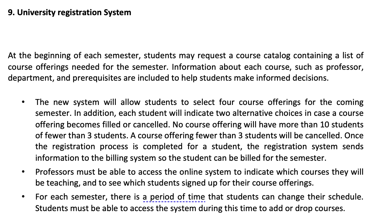 Solved 9. University registration System At the beginning of | Chegg.com