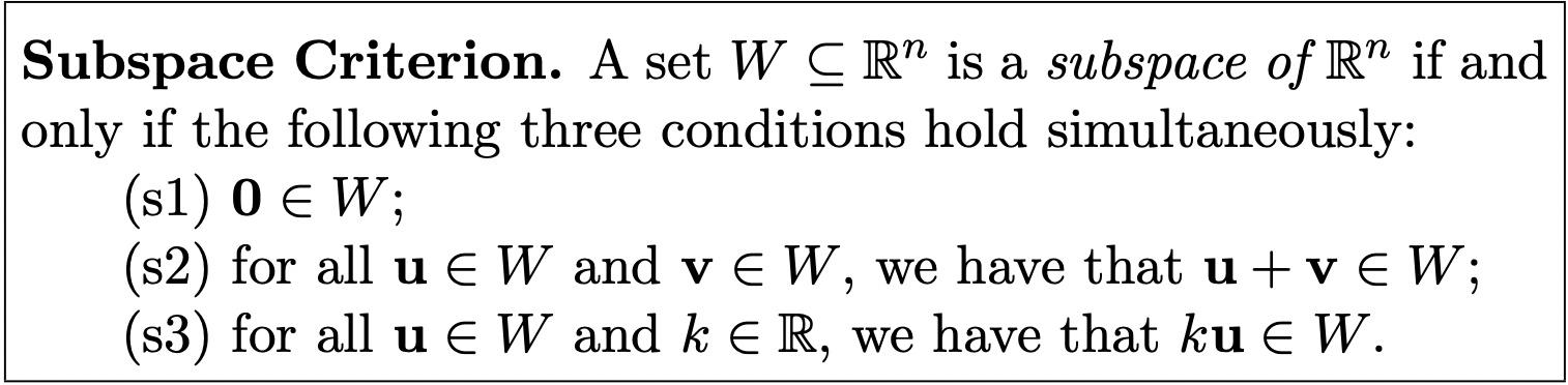 Solved Subspace Criterion. A set W CRM is a subspace of R" | Chegg.com