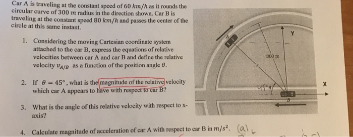 Solved Car A is traveling at the constant speed of 60 km/h | Chegg.com