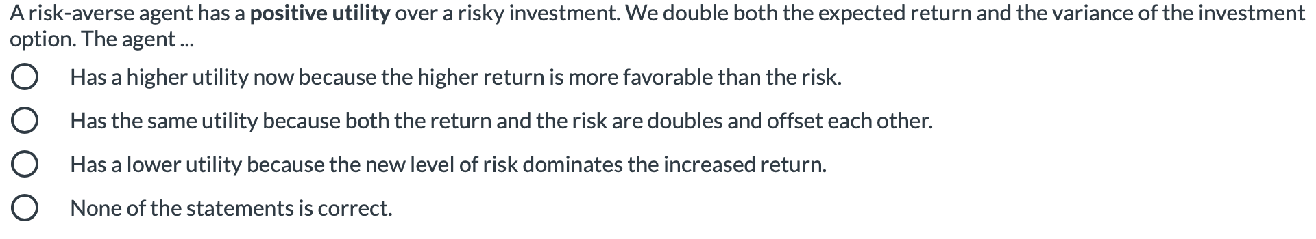 Solved Arisk-averse agent has a positive utility over a | Chegg.com