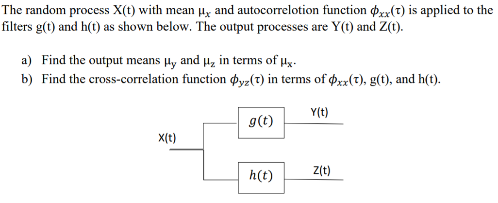 Solved The random process X(t) with mean Ix and | Chegg.com