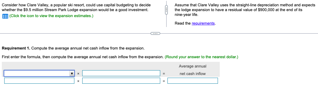 Solved Requirement 1. Compute the average annual net cash | Chegg.com