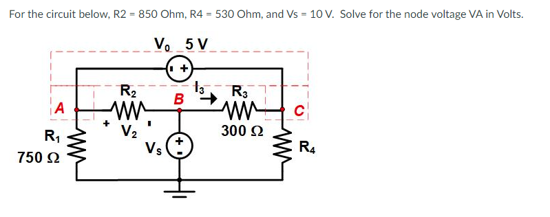 Solved For the circuit below, R2 =850Ohm,R4=530Ohm, and Vs | Chegg.com