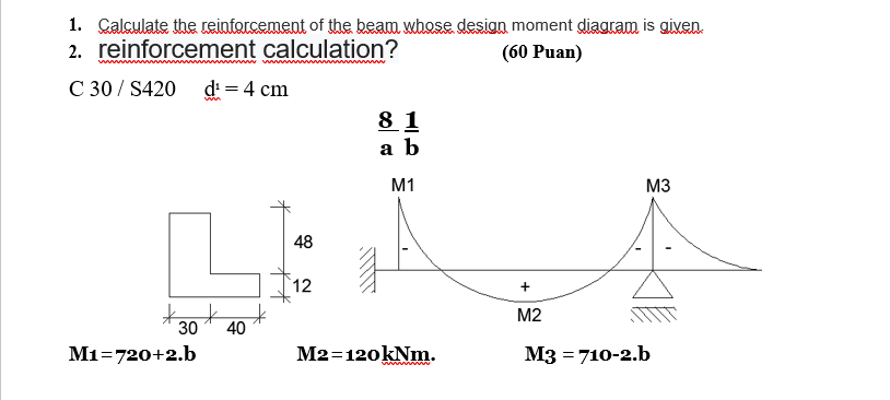 Solved 1. Salculate the reinforcement of the beam whose | Chegg.com