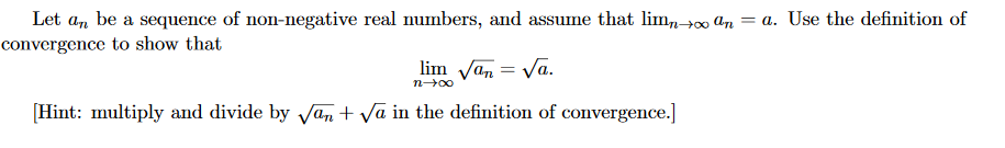 Solved Let an be a sequence of non-negative real numbers, | Chegg.com