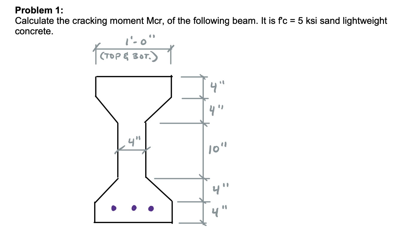 Solved Problem 1: Calculate the cracking moment Mcr, of the | Chegg.com