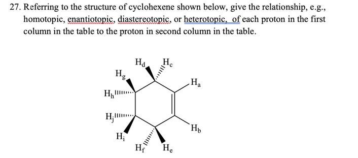 Solved 27. Referring to the structure of cyclohexene shown | Chegg.com