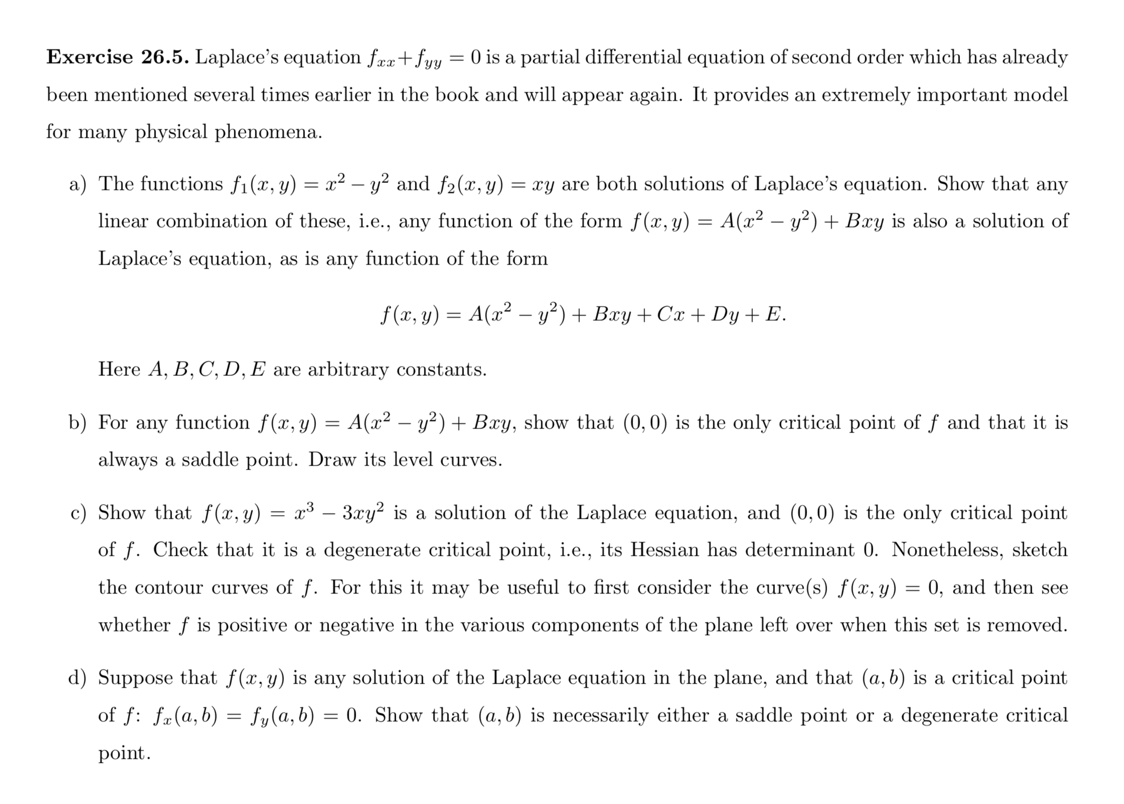 Solved Exercise 26.5. ﻿Laplace's equation f×+fyy=0 ﻿is a | Chegg.com