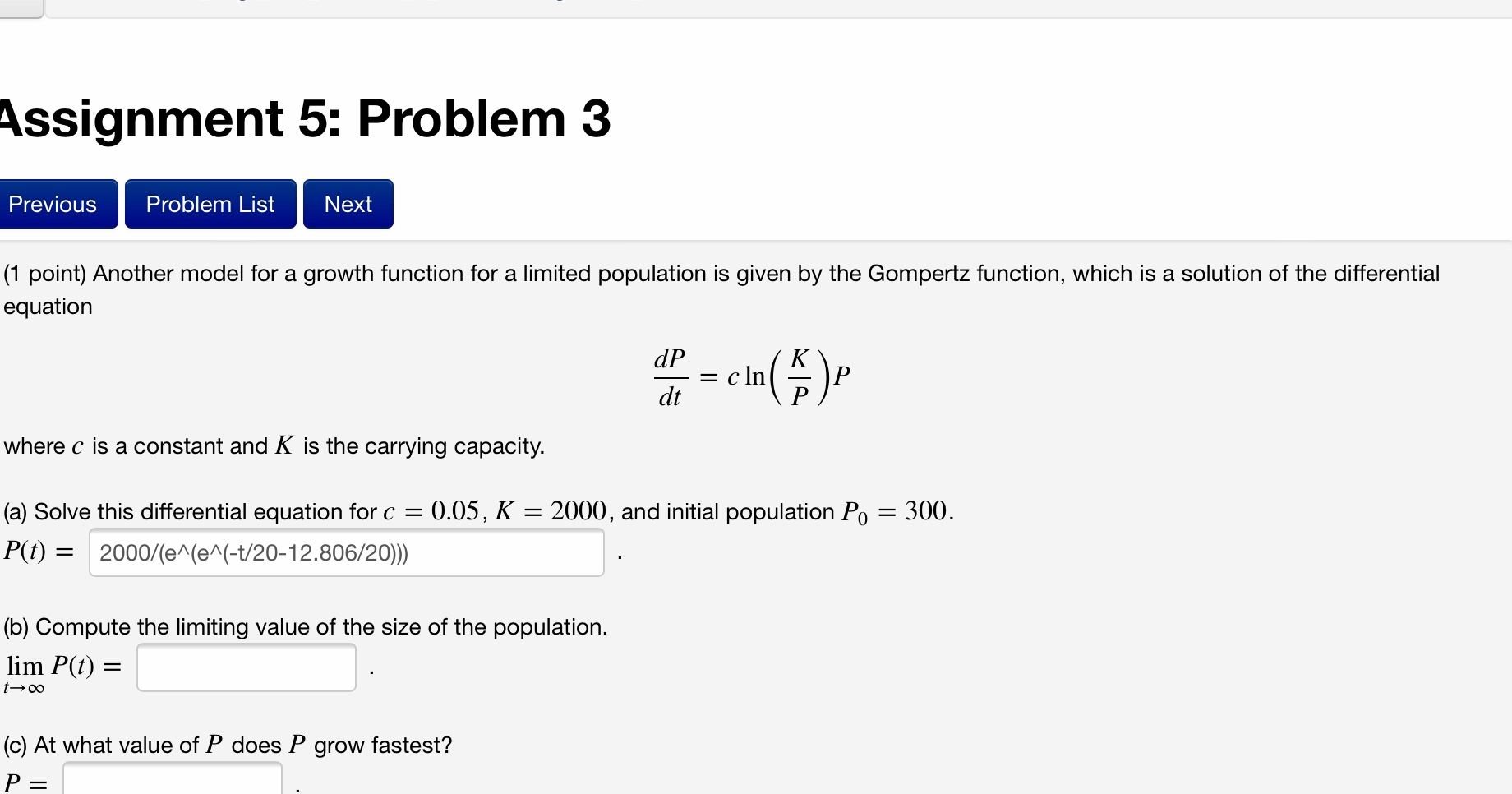 Solved Assignment 5: Problem 3 Previous Problem List Next (1 | Chegg.com