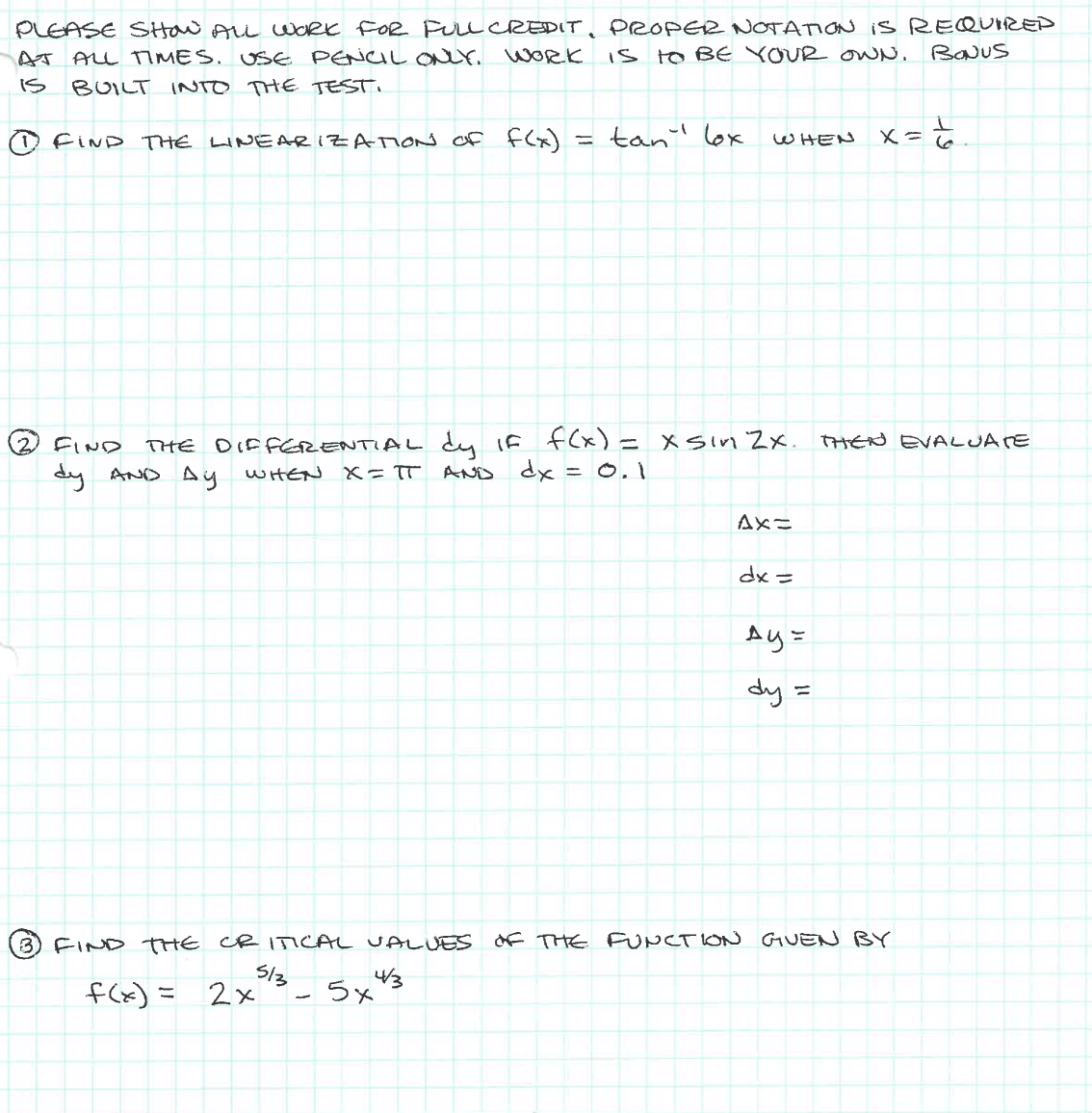 Solved PLEASE SHOW AUL WORK FOR FULL CREDIT. PROPER NOTATION | Chegg.com