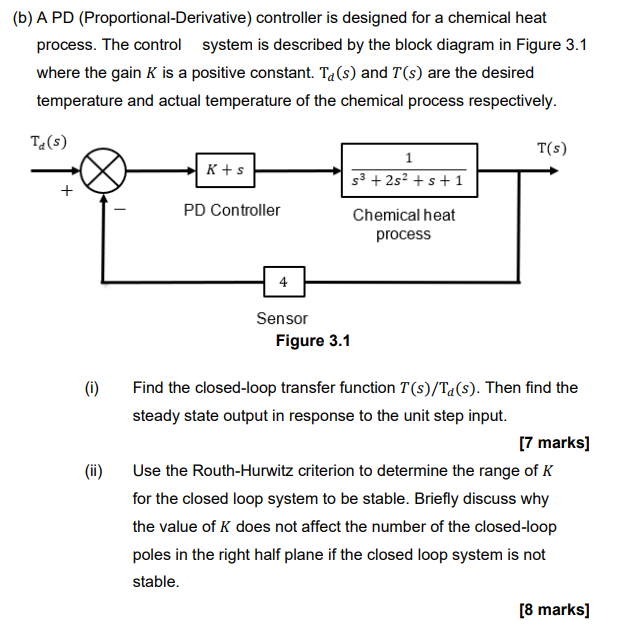 Solved (b) A PD (Proportional-Derivative) controller is | Chegg.com