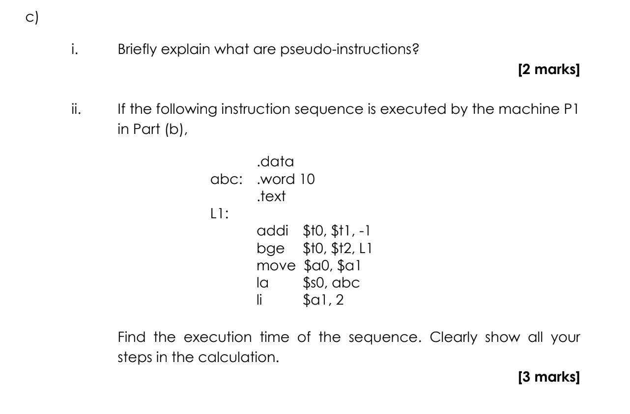 Solved b) Consider two different machine implementations, Pl | Chegg.com