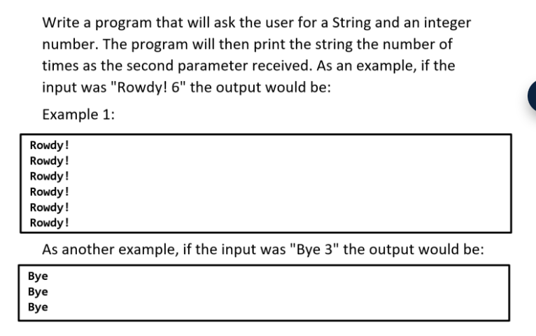 Solved Write a program that will ask the user for a String | Chegg.com