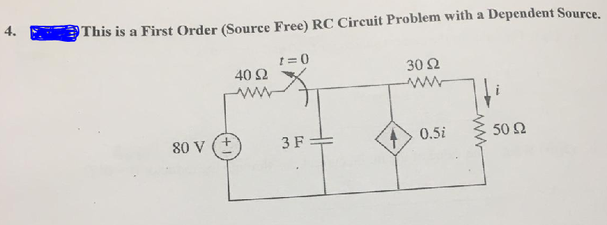 Solved This is a First Order (Source Free) RC Circuit | Chegg.com