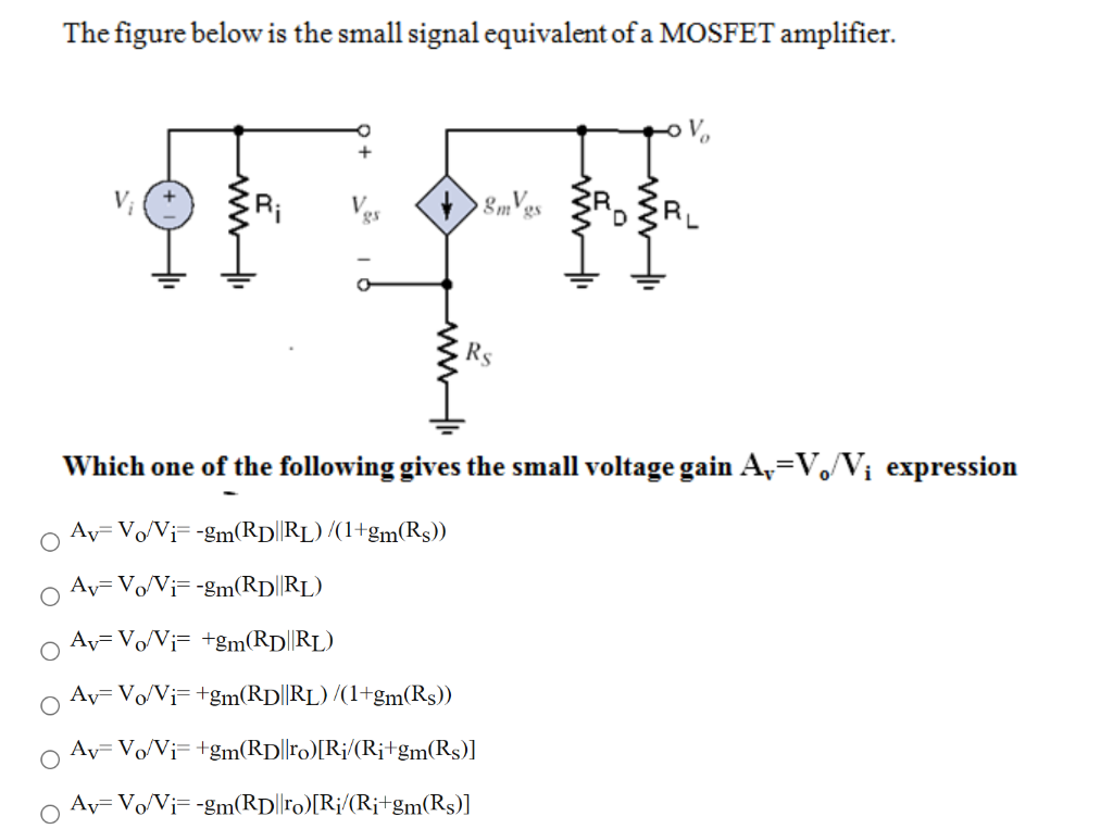 Solved The figure below is the small signal equivalent of a | Chegg.com