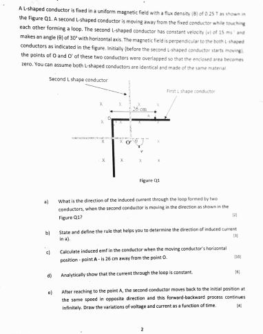 Solved the Figure Q1. ﻿A second L-shaped canductor is moving | Chegg.com