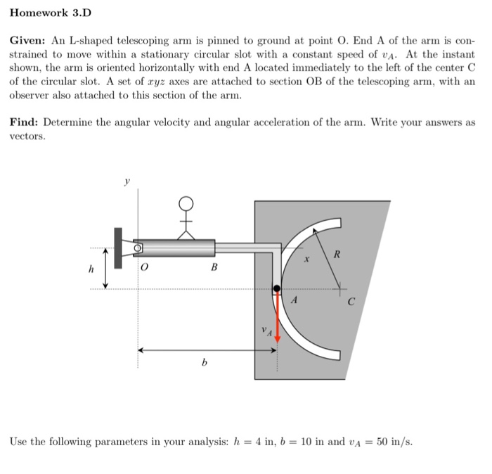 Solved An L-shaped telescoping arm is pinned to ground at | Chegg.com