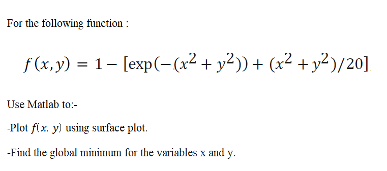 Solved For the following function : | Chegg.com