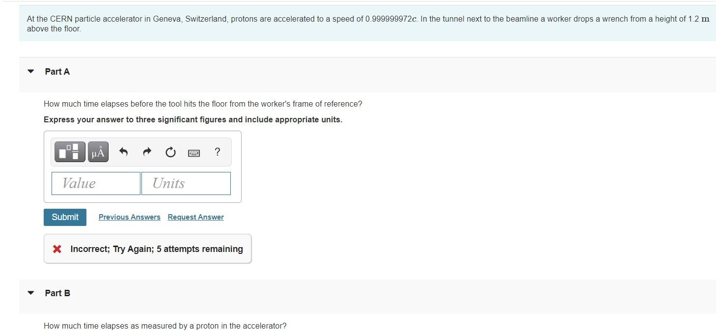 Solved At the CERN particle accelerator in Geneva, | Chegg.com