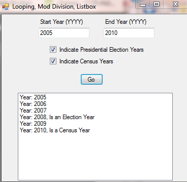 Solved Loops, Listboxes, Division via Mod I need help | Chegg.com