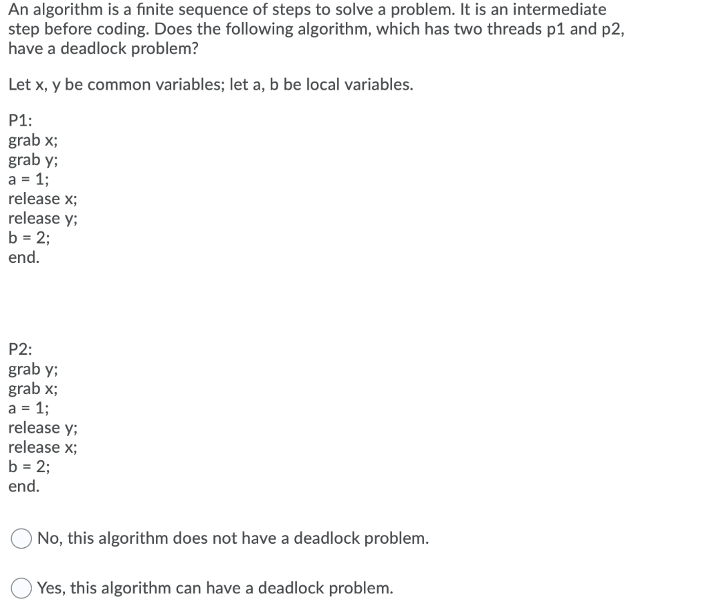 Solved An algorithm is a finite sequence of steps to solve a | Chegg.com
