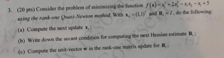 3. (20 pts) Consider the problem of minimizing the | Chegg.com