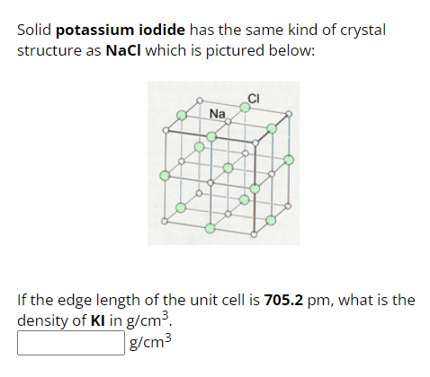 Solved Solid cesium bromide has the same kind of crystal | Chegg.com