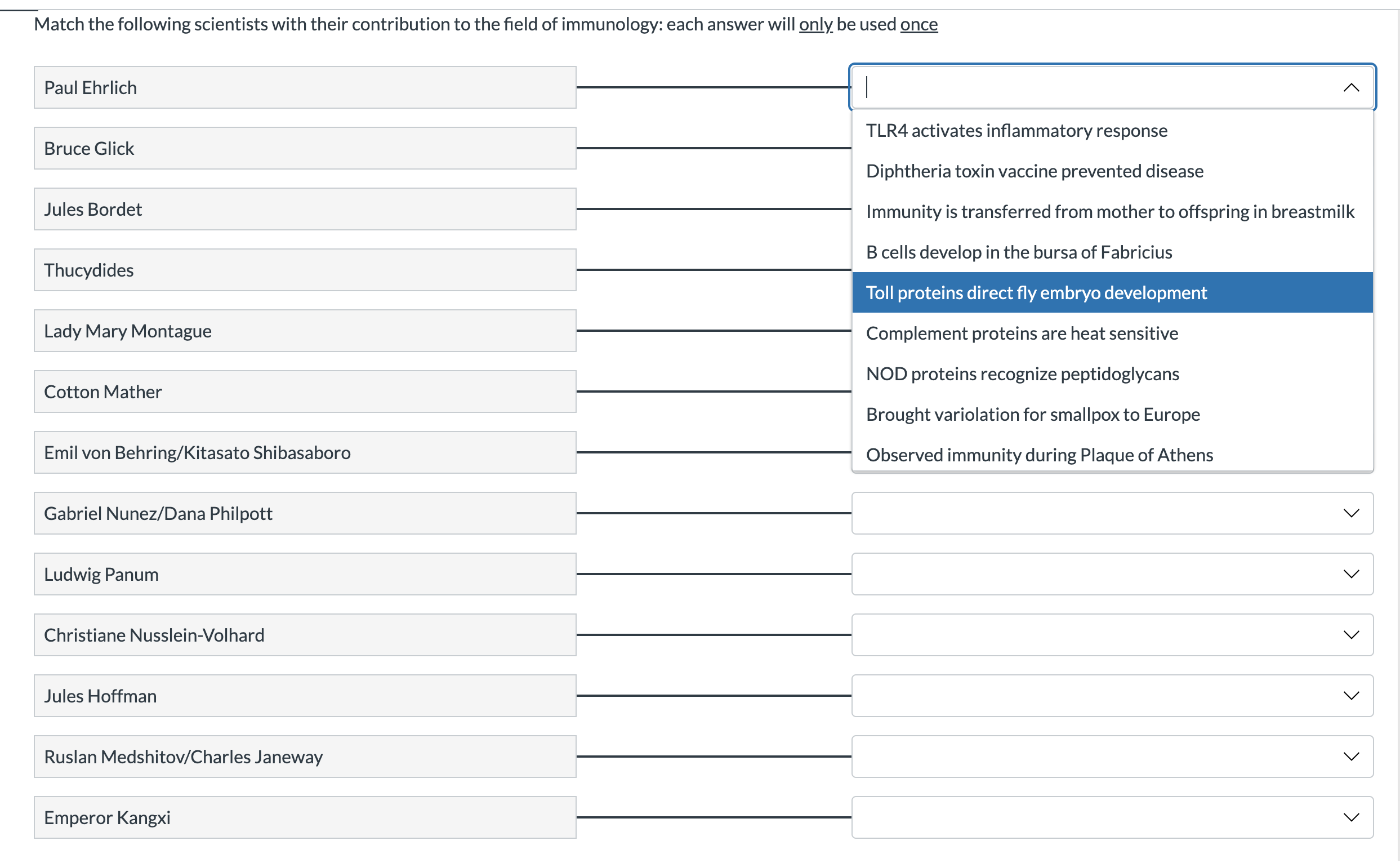 Solved Match the following scientists with their | Chegg.com