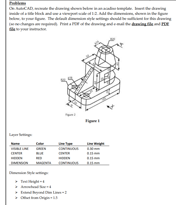 Solved Problems On AutoCAD, recreate the drawing shown below | Chegg.com
