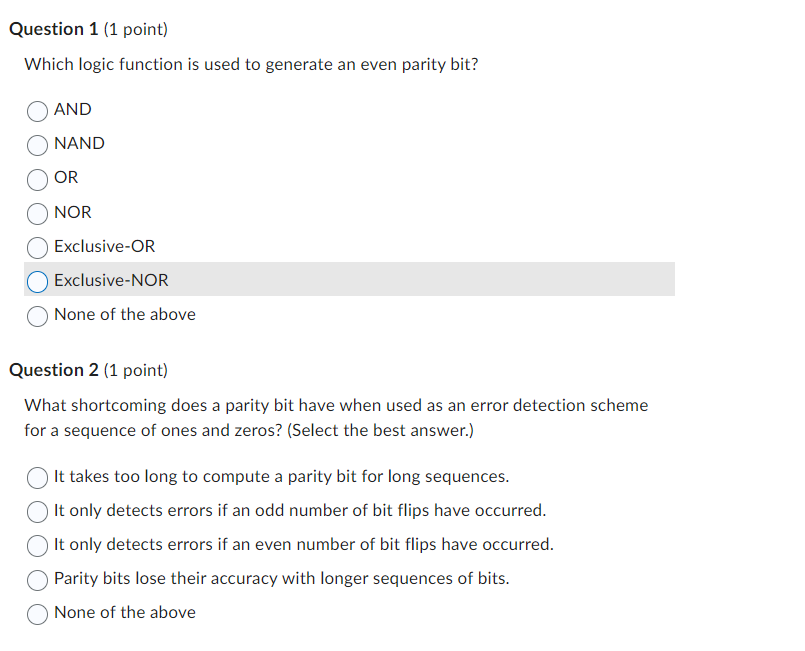 Solved Which logic function is used to generate an even | Chegg.com