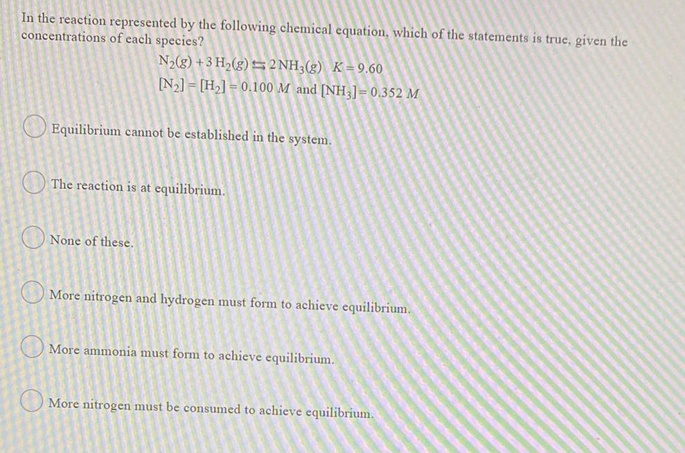 Solved In the reaction represented by the following chemical | Chegg.com
