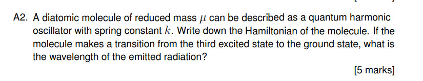 Solved A2. A diatomic molecule of reduced mass u can be | Chegg.com