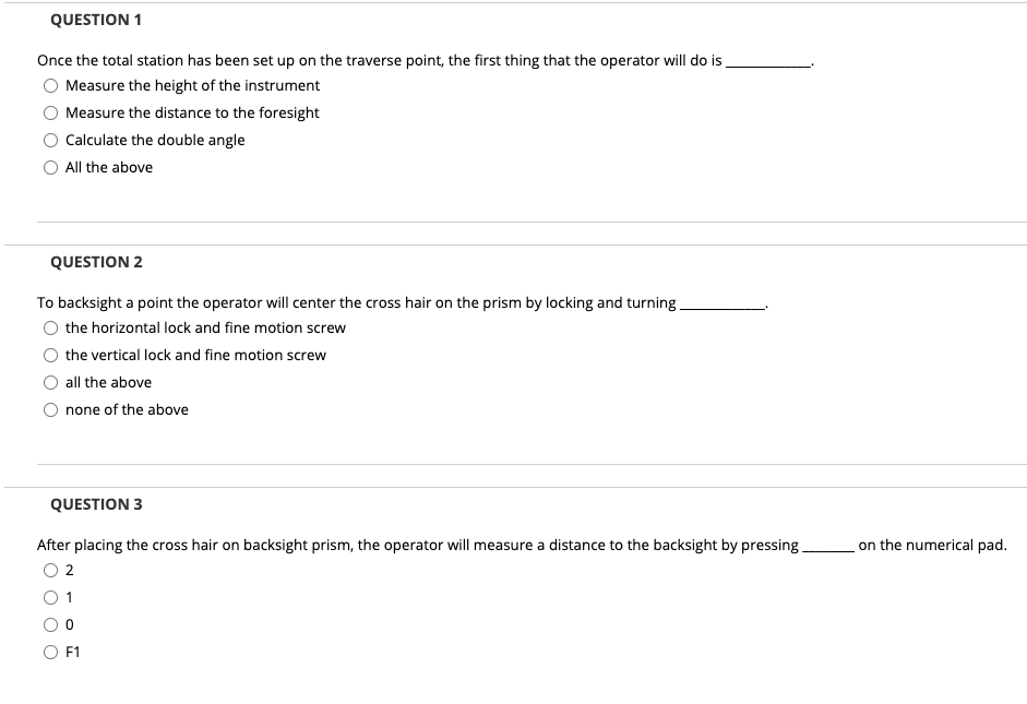 Solved QUESTION 1Once the total station has been set up on | Chegg.com